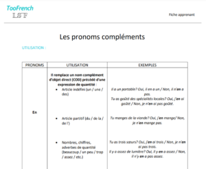Les pronoms compléments - Too French